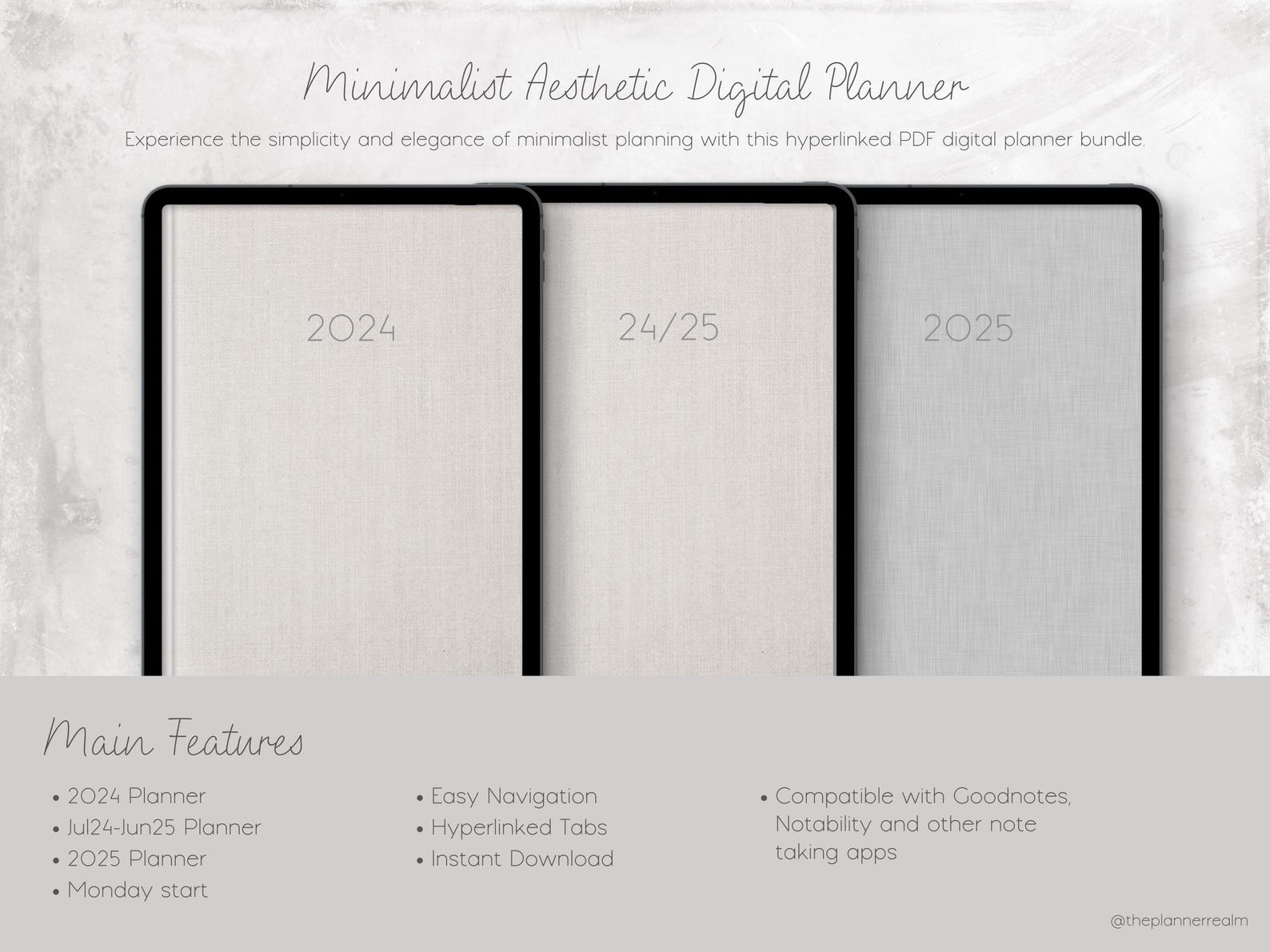 Mid Year Planner, 2024 2025 Digital Planner, Minimalist Planner ...