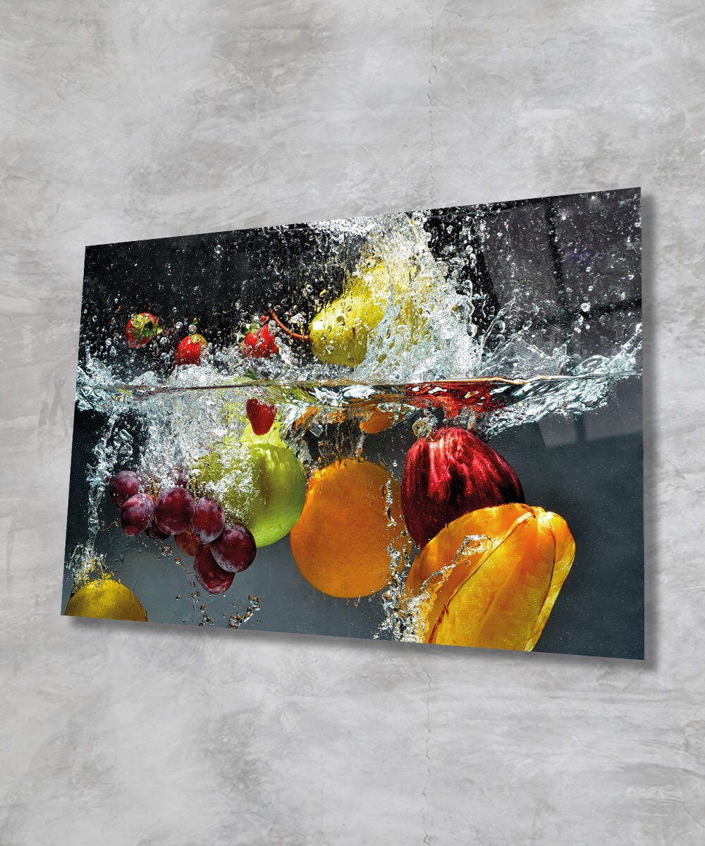 Fruits Splash Tempered Glass Art kitchen Wall Art-abstract - Etsy
