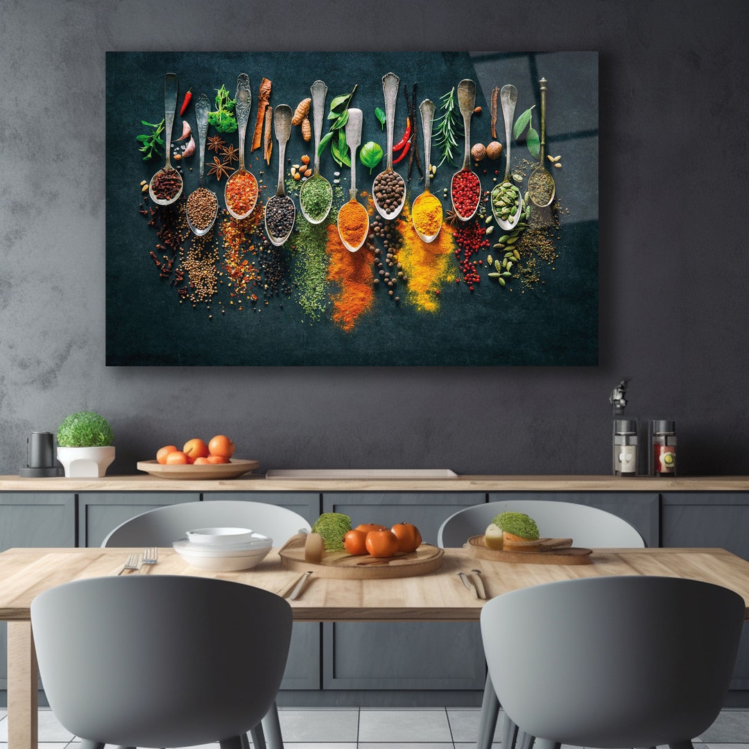 Tempered Glass Wall Art-kitchen Wall Decor-spices Wall Art-herb Wall ...
