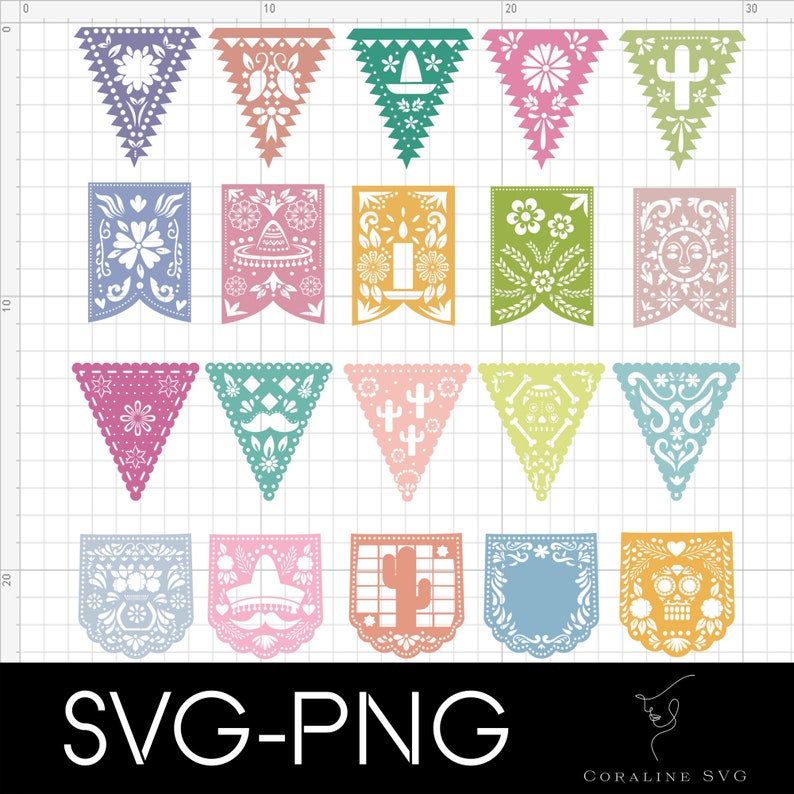 20pcs Papel Picado Template, Printable Mexican Banners, Cinco De Mayo ...