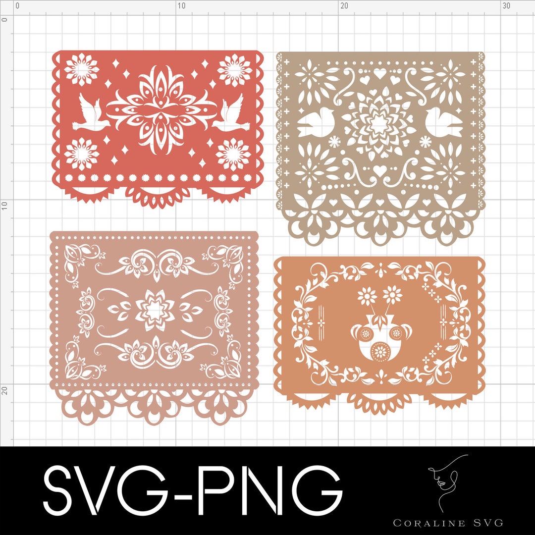 Papel Picado SVG Template: Fiesta Mexico Cut Files (digital Download ...