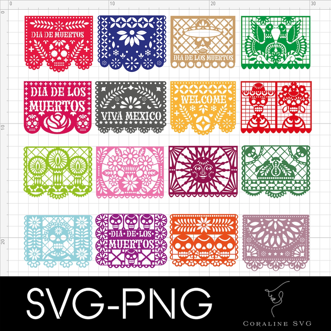 Papel Picado Clipart, Mexican Bunting Banner, Fiesta Bunting Banner ...