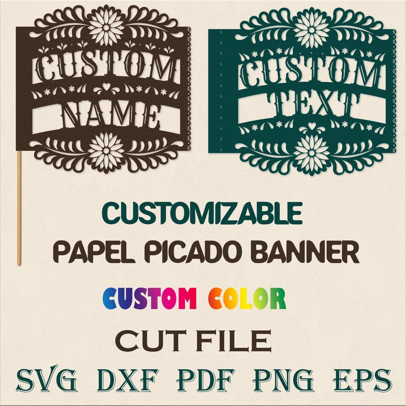 Customizable Papel Picado Banner SVG: Fiesta Flag, Mexican Party ...