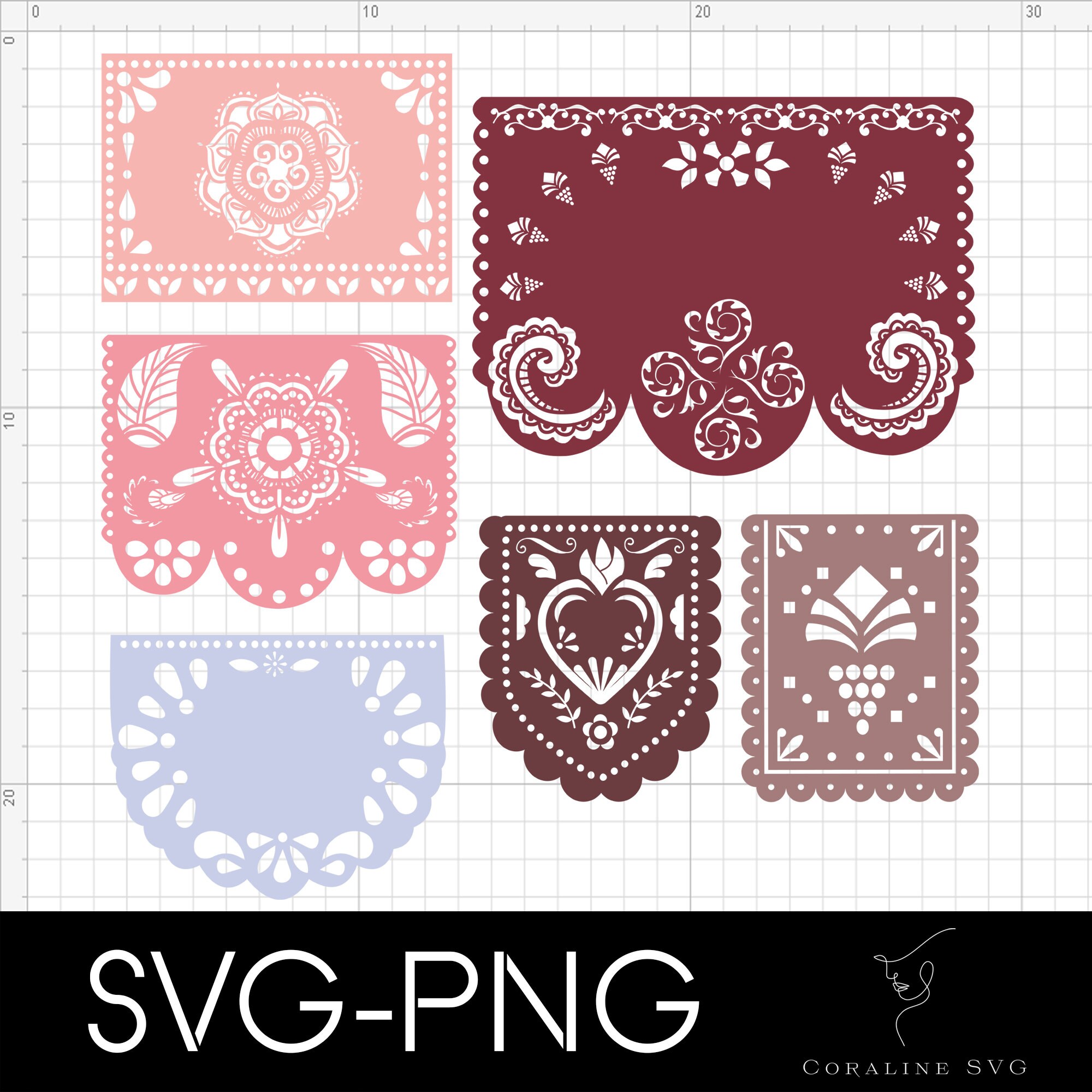 Papel Picado Clipart, Baby Shower svg, Home Decor Svg, Party Banner Svg ...