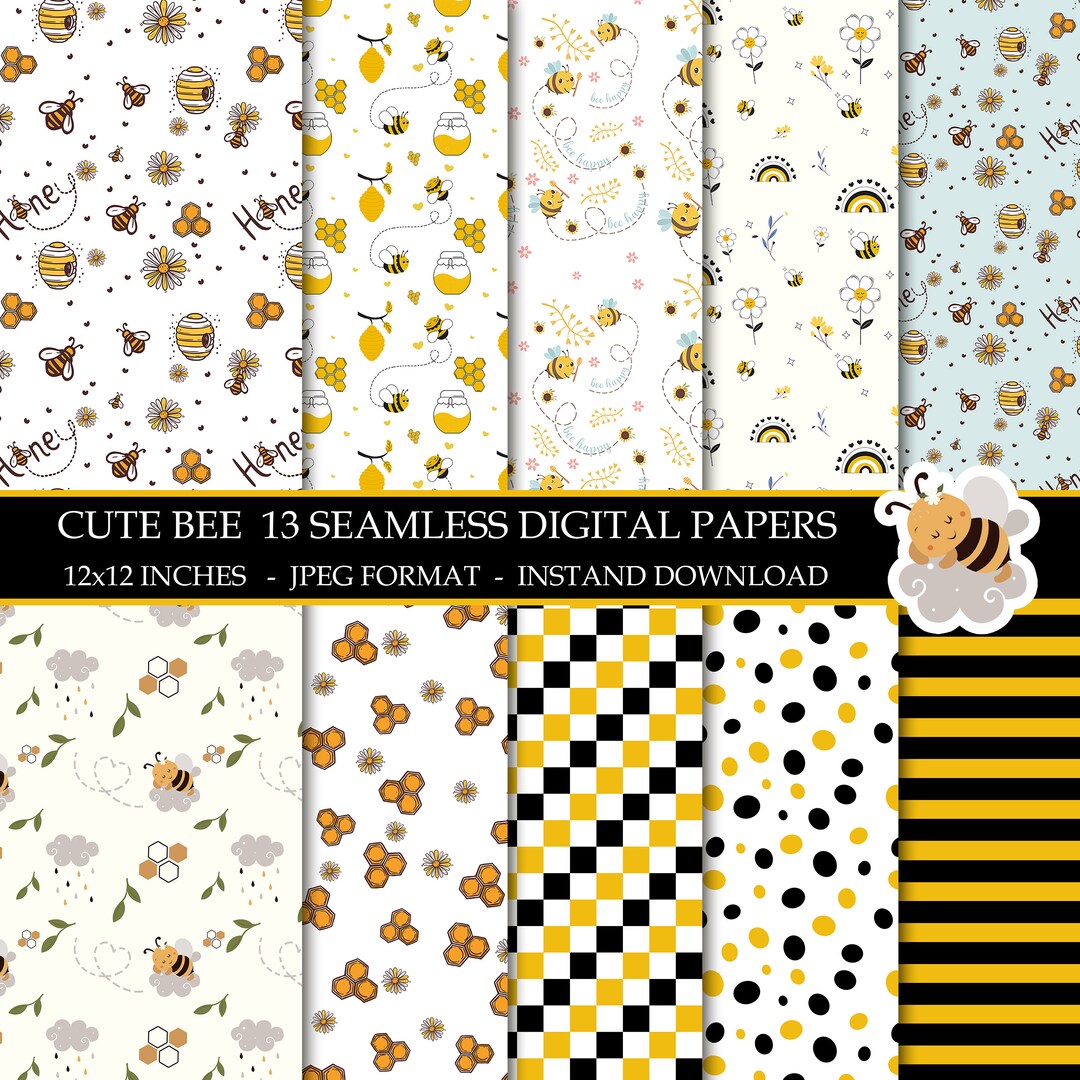 Bee Pattern • Seamless Printable Textures Printable Scrapbook Paper ...