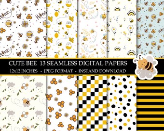 Digital Paper Bee Pattern - Etsy