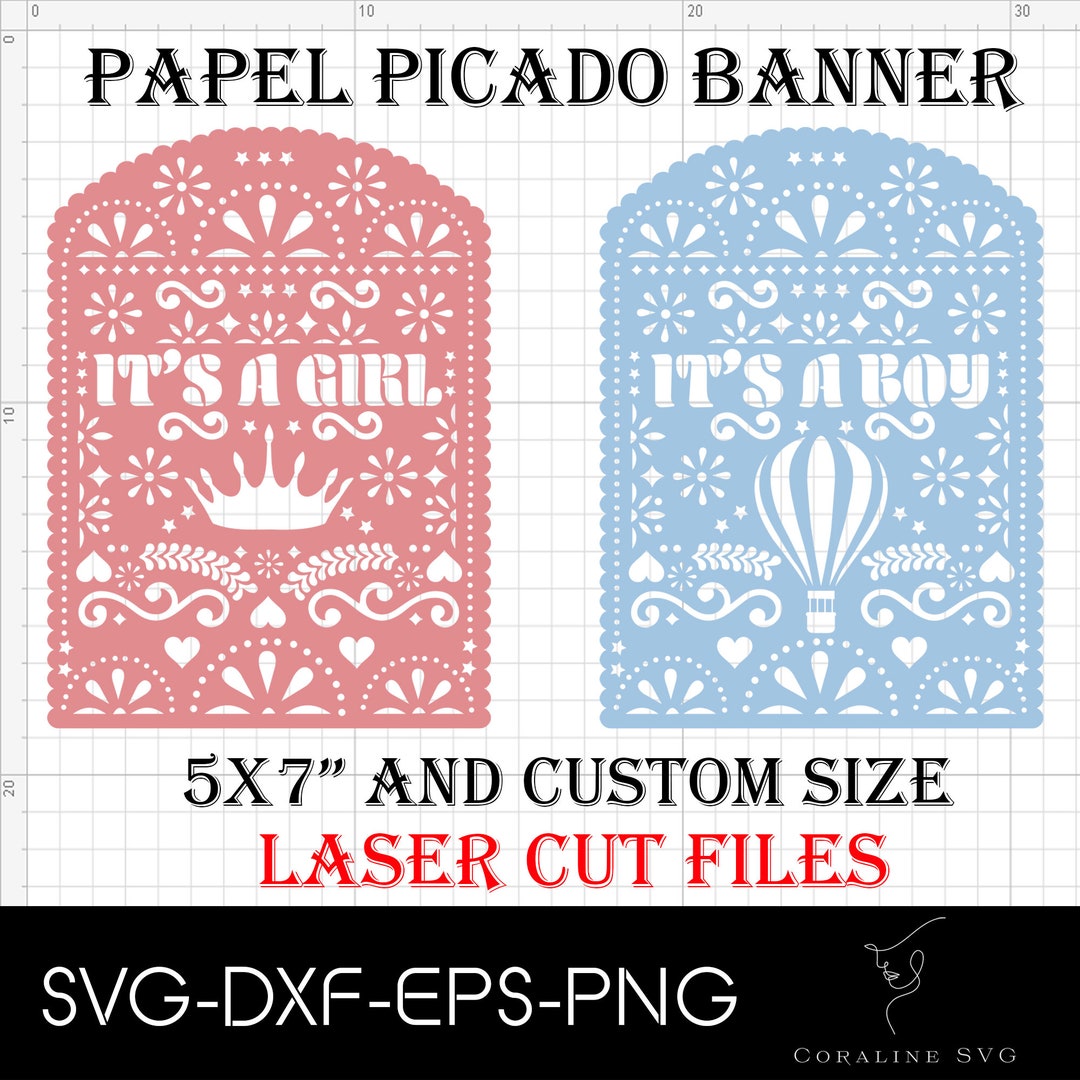 Papel Picado Template: Baby Shower Banner SVG, It's A Girl/boy (digital ...