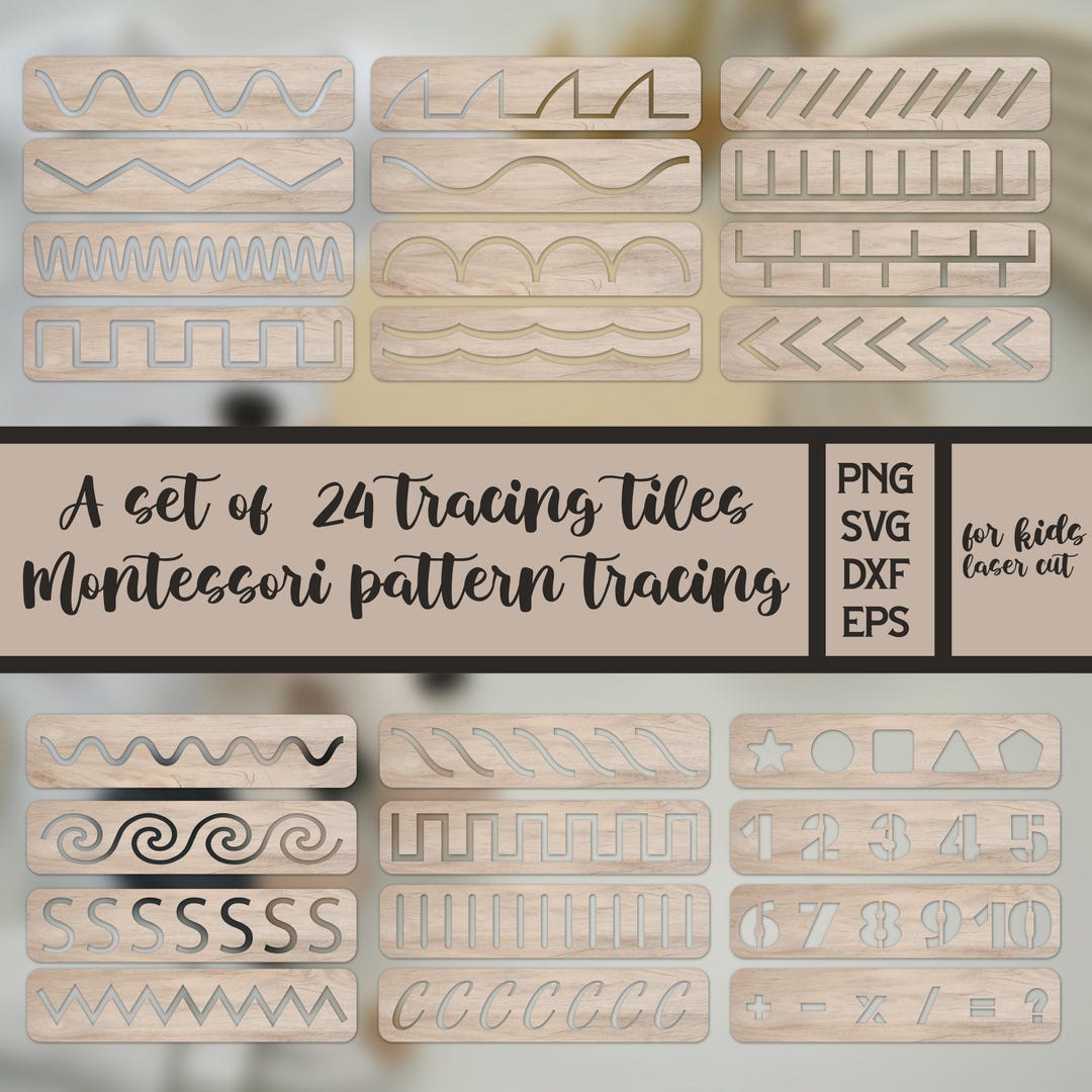 Montessori Tracing Boards Bundle: 24 Designs, Laser Cut Files (SVG DXF ...