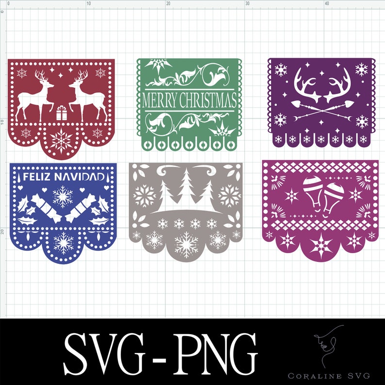 Navidad Papel Picado SVG: Banner de Fiesta Mexicana (Descarga Digital ...
