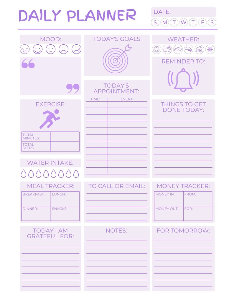 Customizable Daily Planner - Etsy