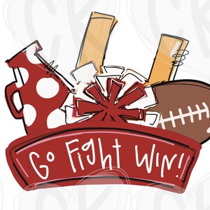 Go Fight Win Football Team Spirit Cheer Red White School Png Instant ...