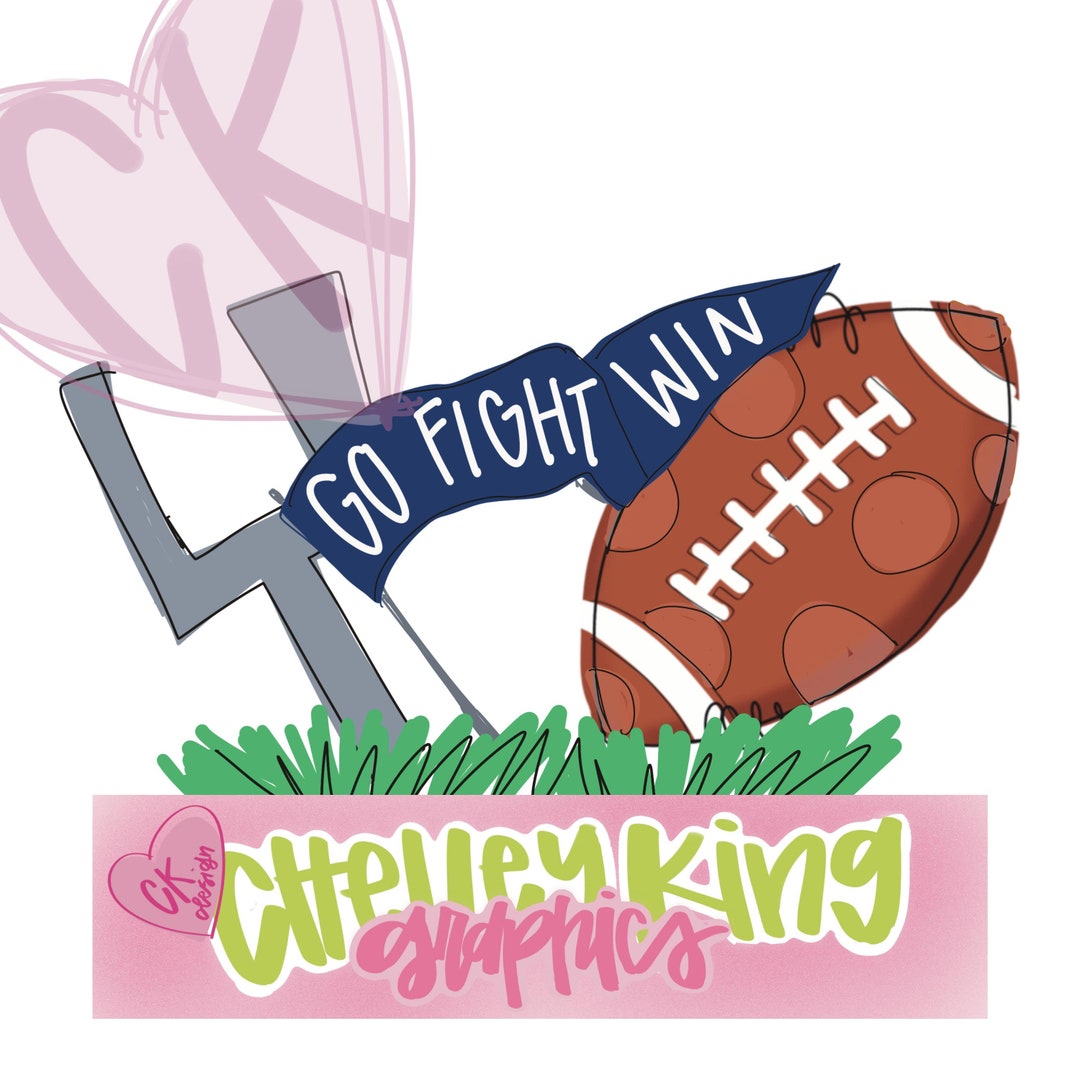 Go Fight Win Team Spirit White Blue School Football Cheer Dtg Png ...