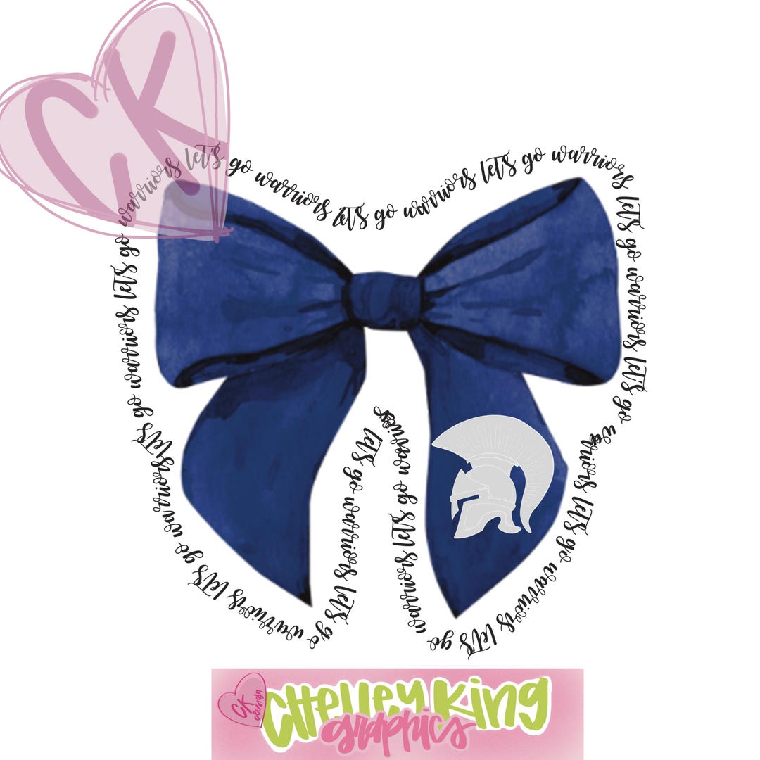 Warriors Let's Go Blue Cheer Football Baseball Mascot Preppy Bow ...