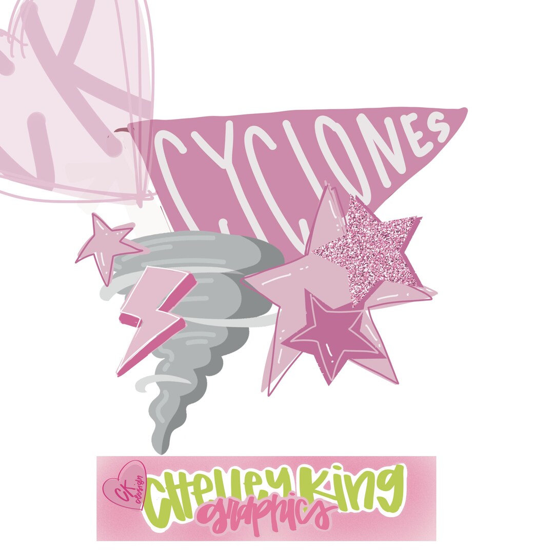 Cyclones Preppy Stars Pink Dtg Png Instant Digital Download Cute ...