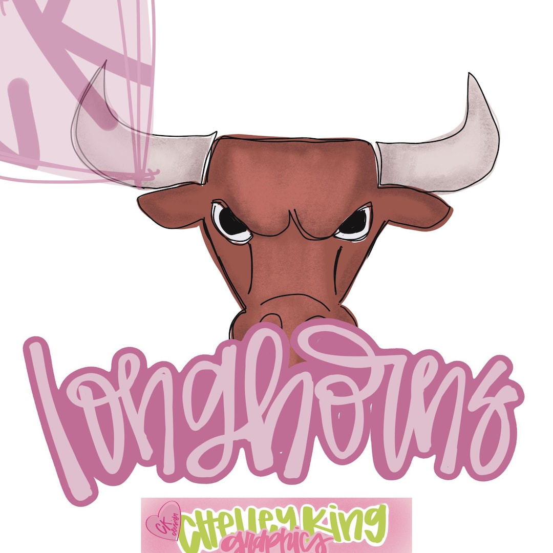 Longhorns Bull Pennant Mascot Pink Dtg Png Instant Digital Download ...