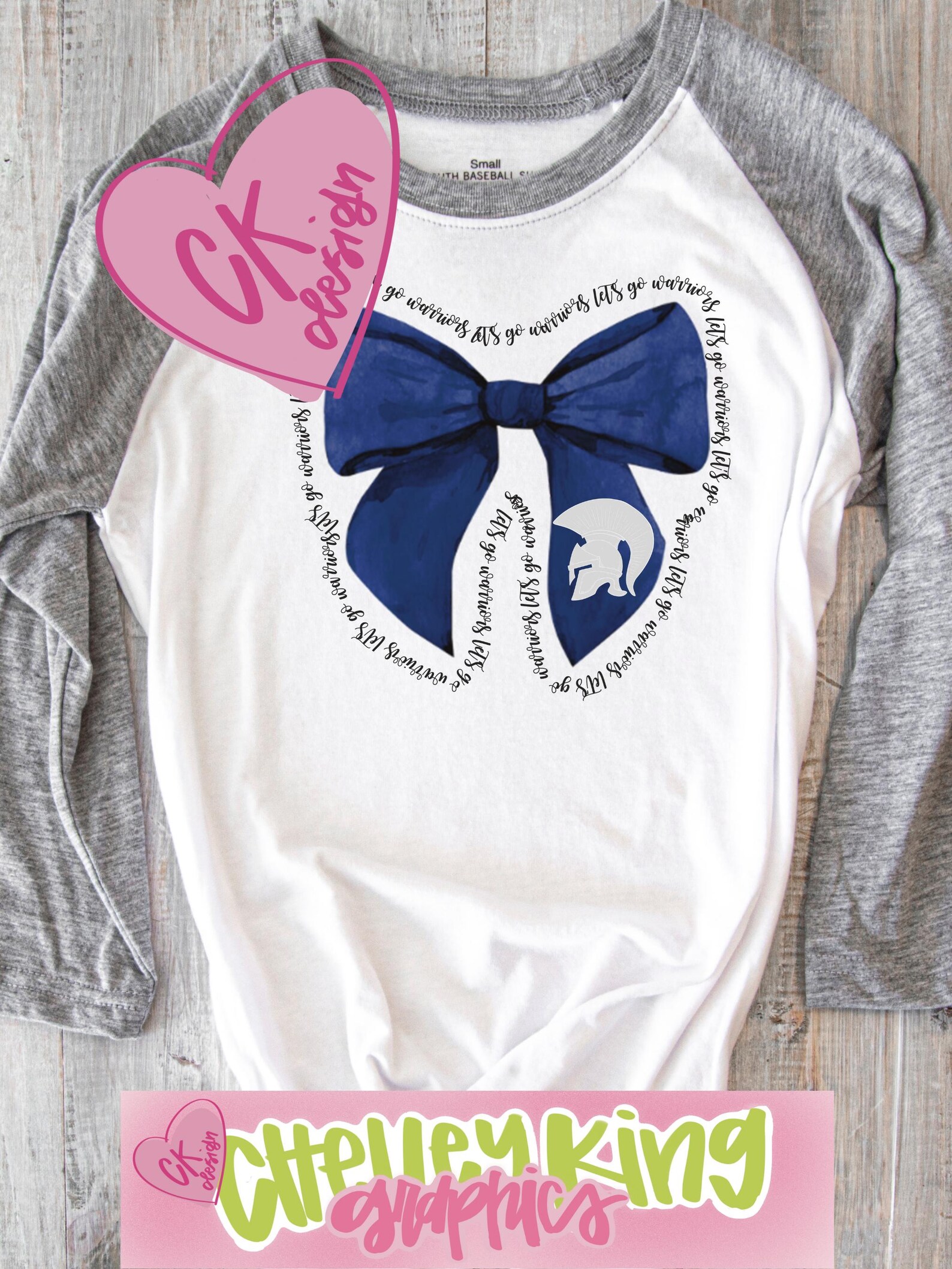 Warriors Let's Go Blue Cheer Football Baseball Mascot Preppy Bow ...