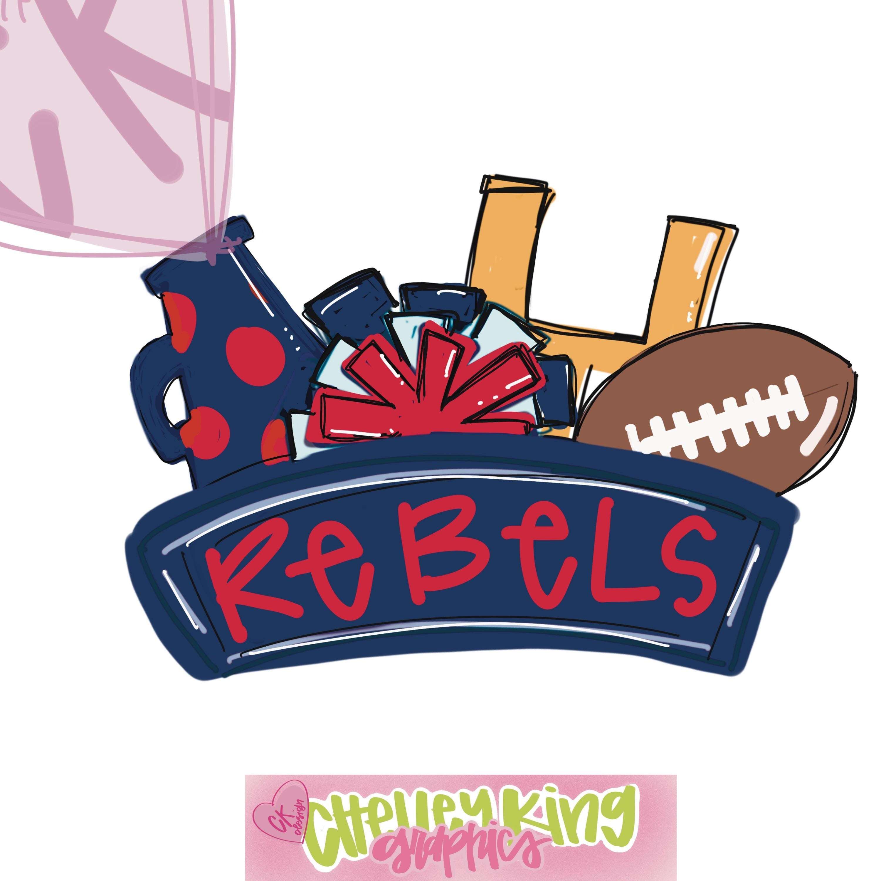 Rebels Cheer Football Red Blue Png Instant Digital Download Cute Bright ...