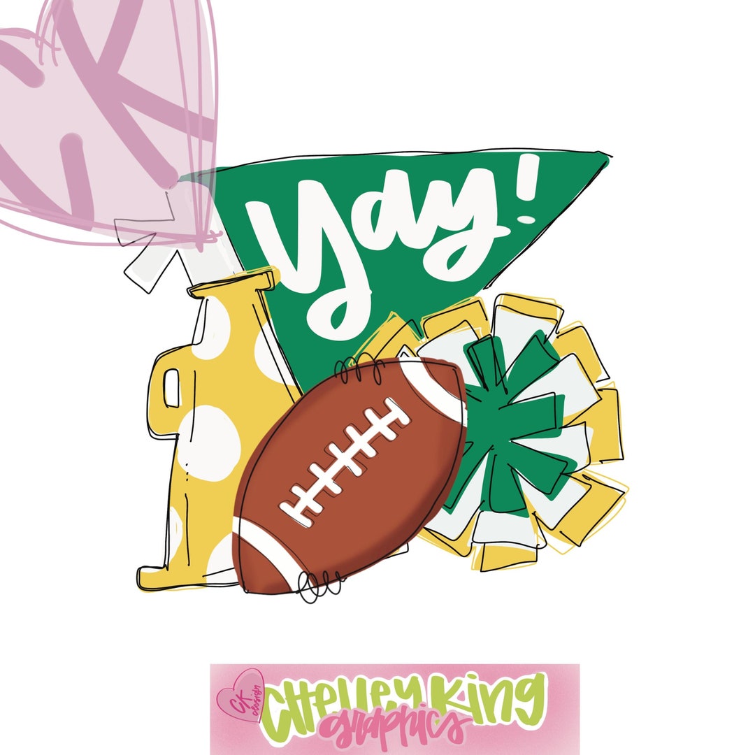 Pennant Football Cheer Green and Yellow Png Instant Digital Download ...