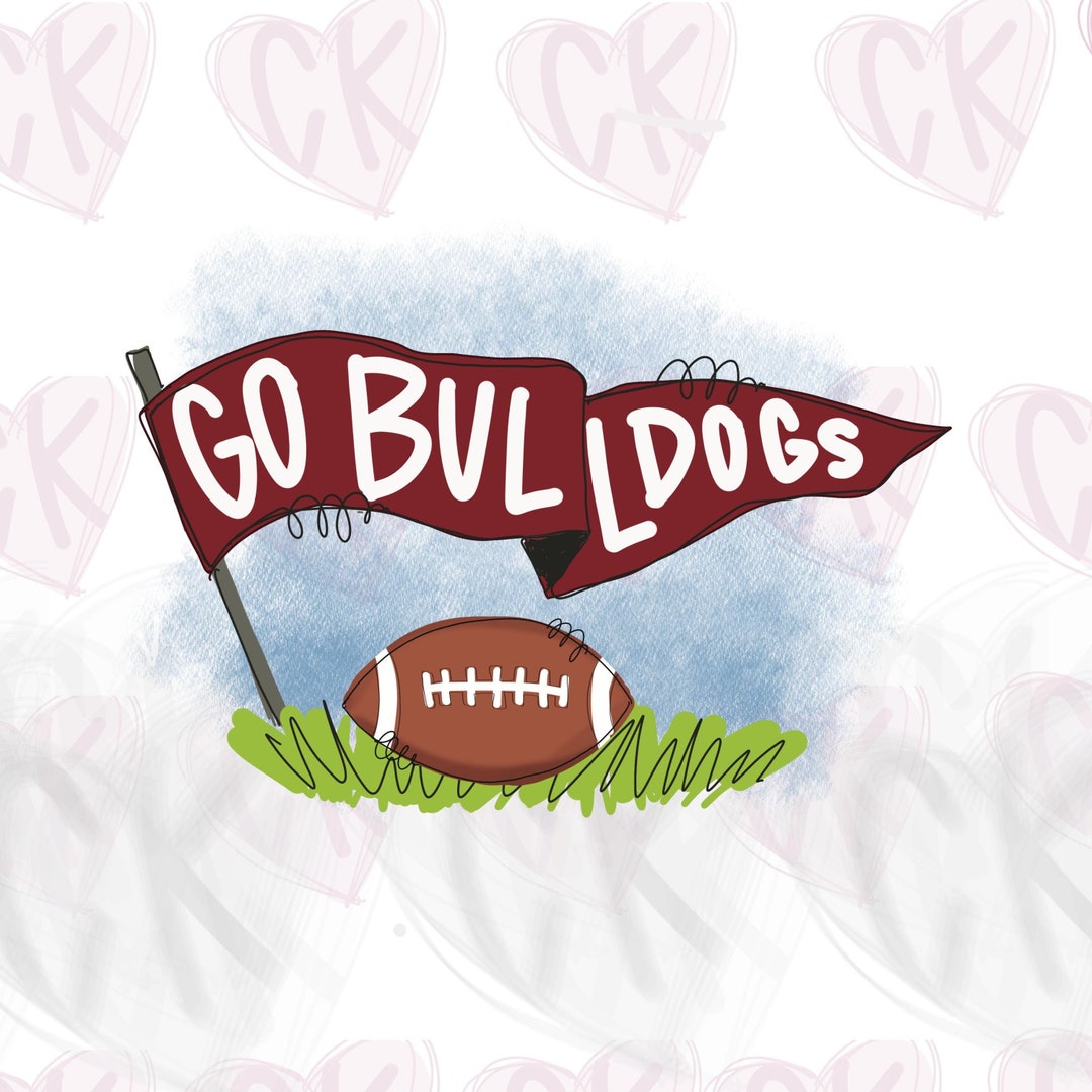 Bulldogs Pennant Football Cheer Mascot Watercolor Hand Drawn Png Clipart Preppy Design Instant ...