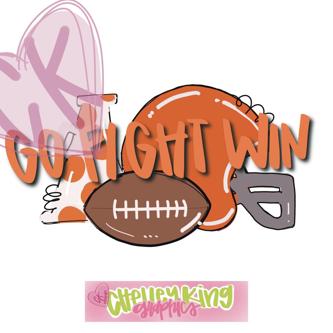 Go Fight Win Spirit Cheer Football Orange White Team Dtg Png Instant ...