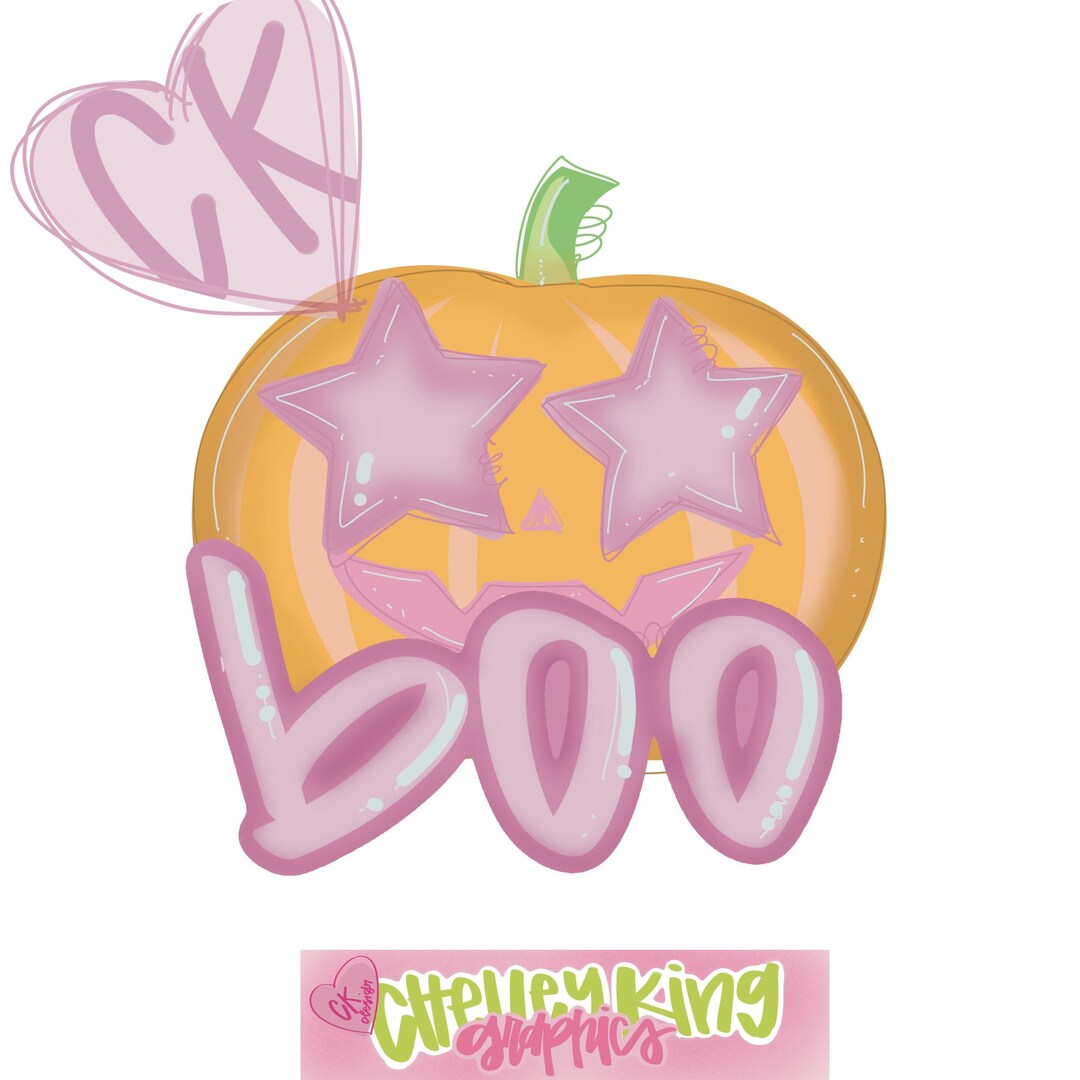 Boo Fall Happy Pumpkin Preppy Hot Pink Stars Png Instant Digital ...