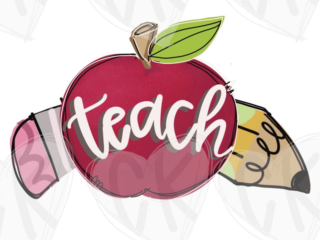 Back to School Teacher Teach Apple Pencil Writing Grade School Png ...