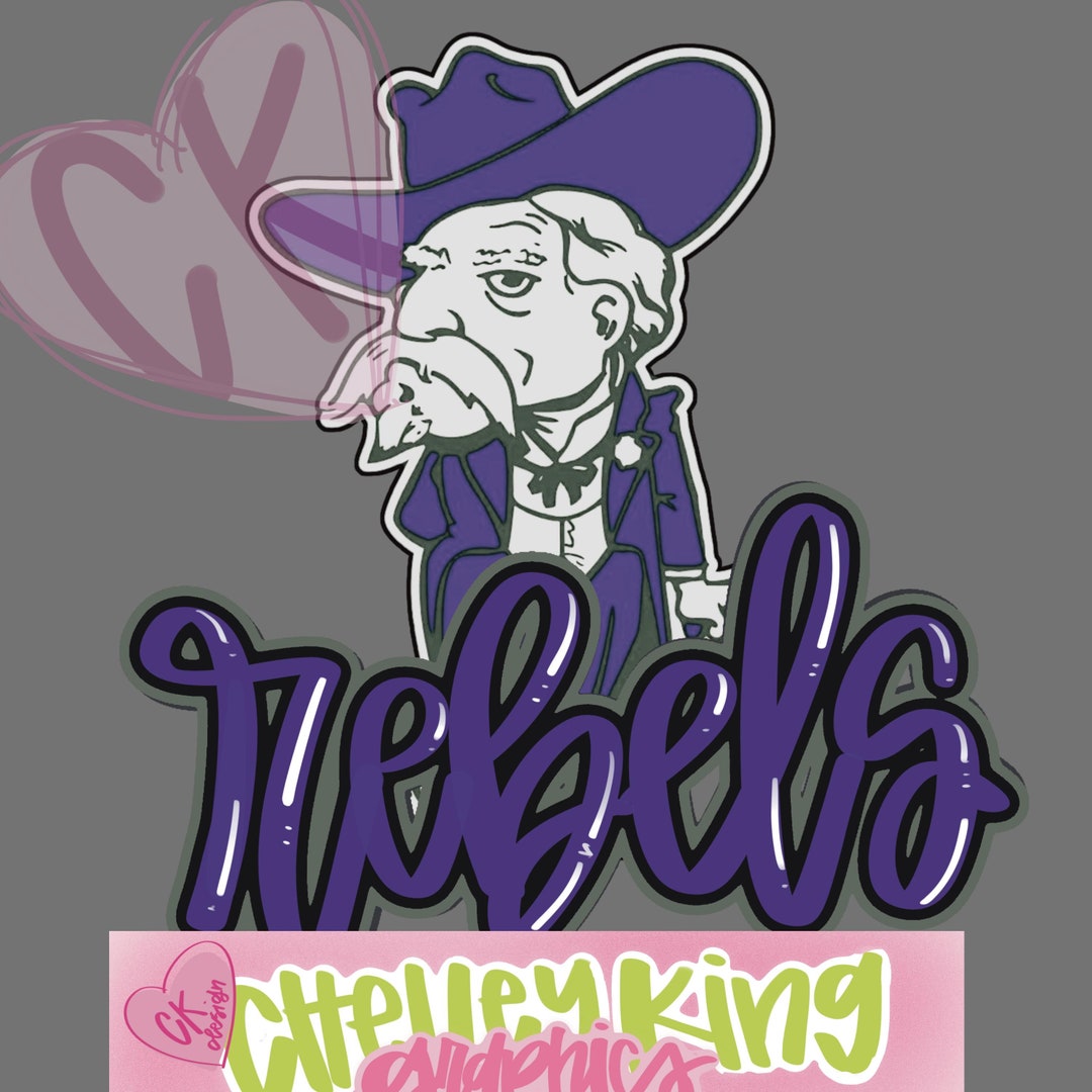 Rebels Rebel Man Purple Mascot Preppy Hand Lettered Calligraphy Dtg Png ...