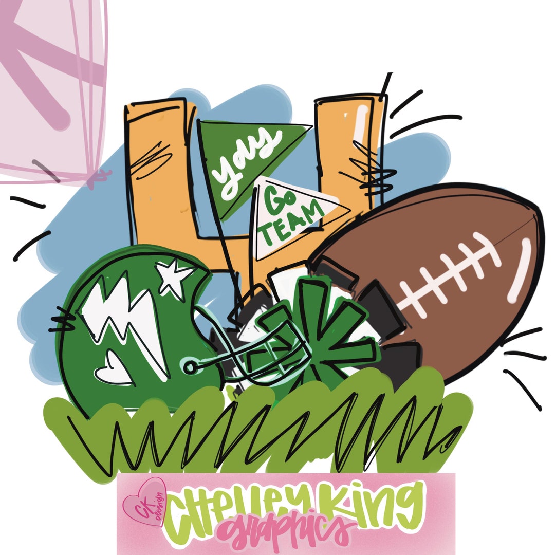 Green White Go Team Football Cheer Mascot Spirit Dtg Preppy Png Instant ...