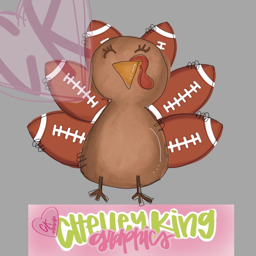 Turkey Thanksgiving Fall Brown Whimsical Football Drawn Dtg Png Instant ...