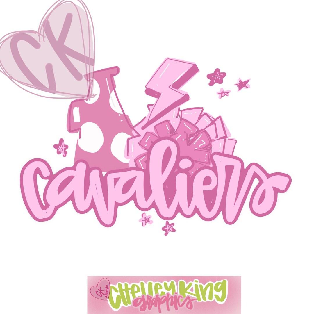 Cavaliers Pink Cheer Pom Football Mascot Preppy Png Instant Digital ...