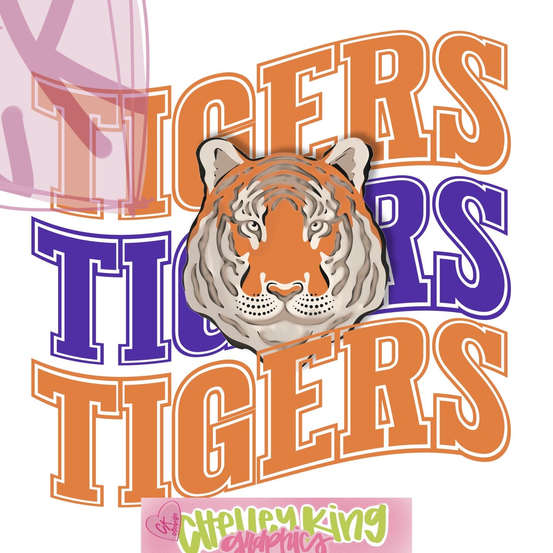 Tigers Team Spirit Football Cheer Purple Orange School Dtg Png Instant ...