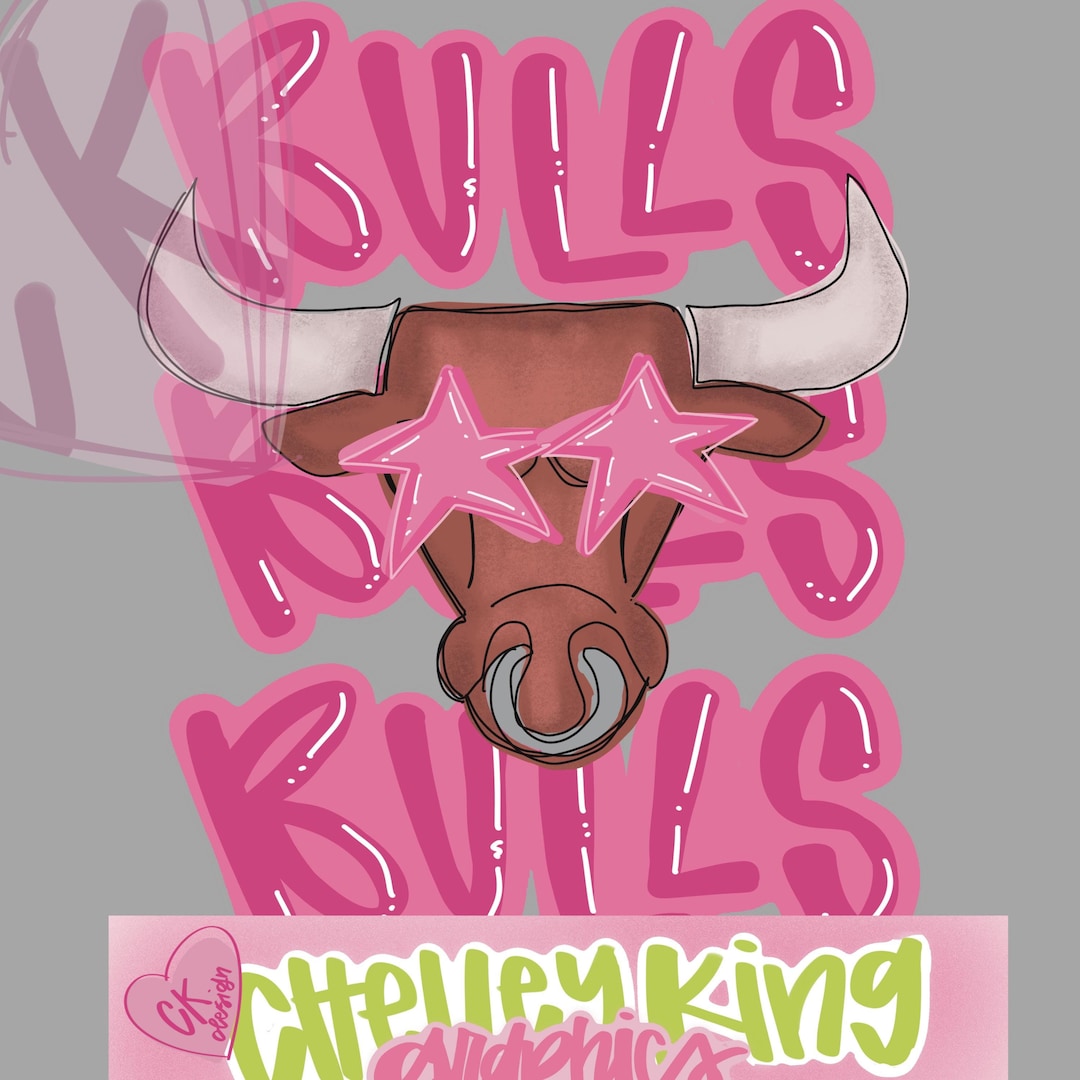Bulls Bull Mascot Stars Pink Preppy Dtg Png Instant Digital Download ...