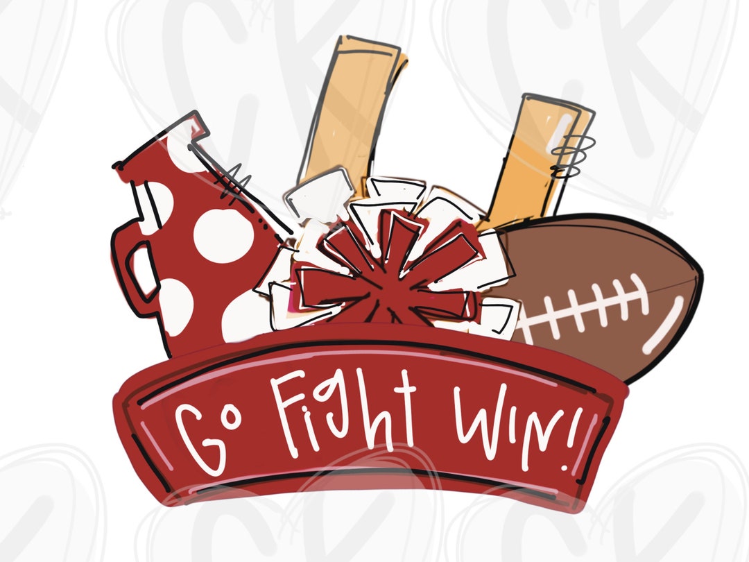 Go Fight Win Football Team Spirit Cheer Red White School Png Instant Digital Download Clipart ...