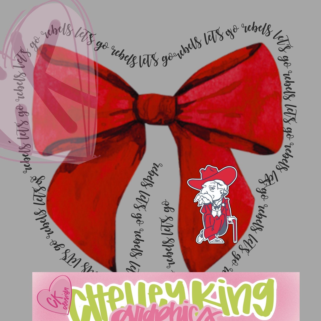 Rebels Rebel Man Red Grey Mascot Preppy Bow Coquette Letter Dtg Png ...