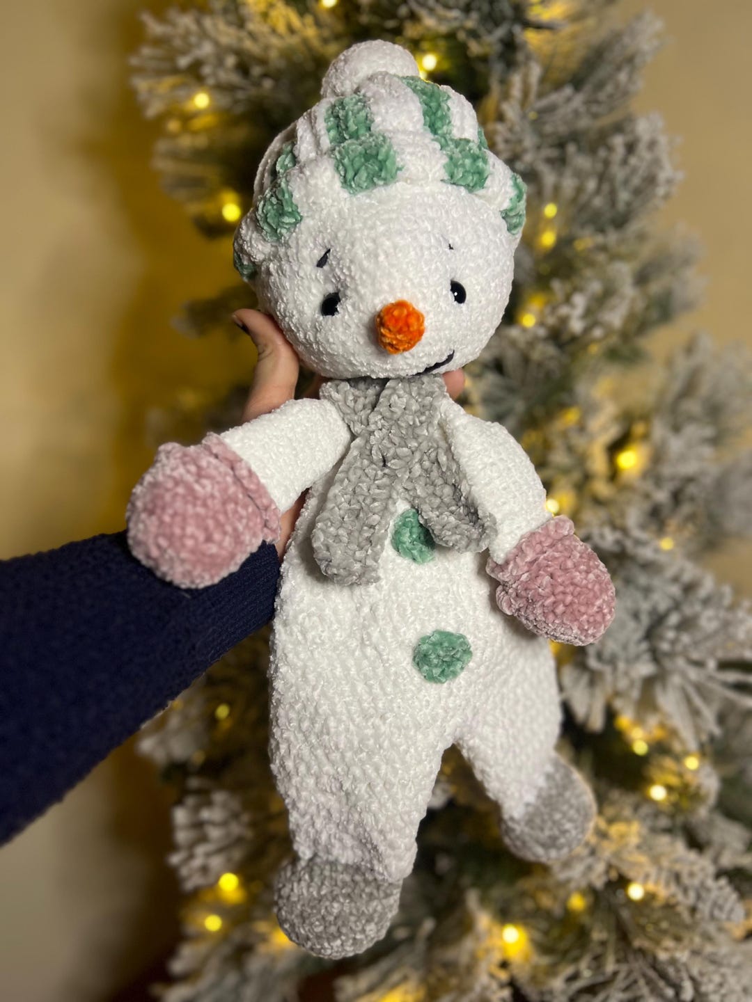 Snowman Lovey Plushie Crochet Stuffed Animal Gift for Her Gift for ...