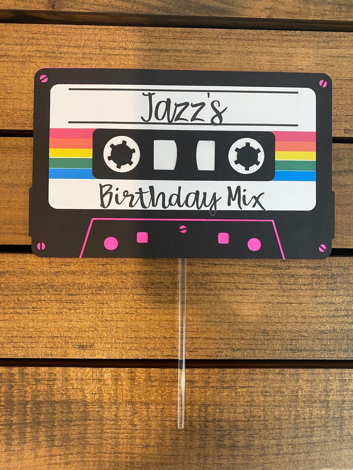 80's Birthday Mix Tape Cake Topper With Rubik's Cube Retro Paper ...
