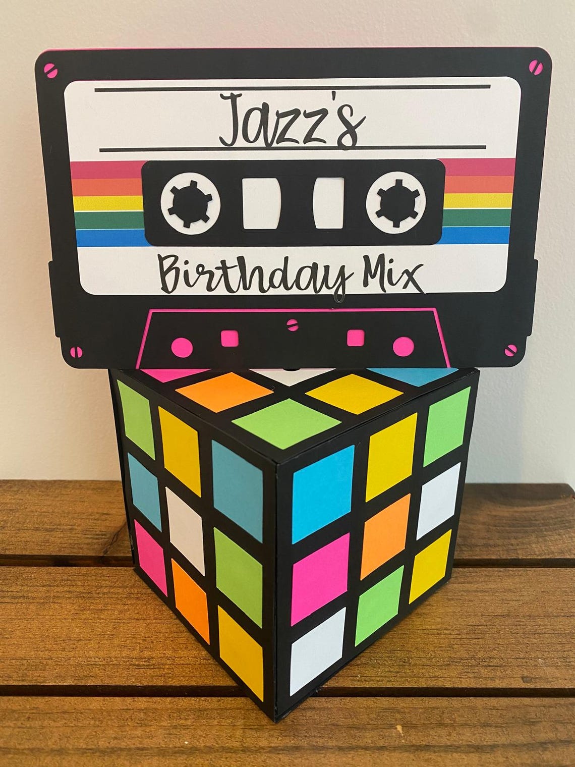 80's Birthday Mix Tape Cake Topper With Rubik's Cube Retro Paper ...