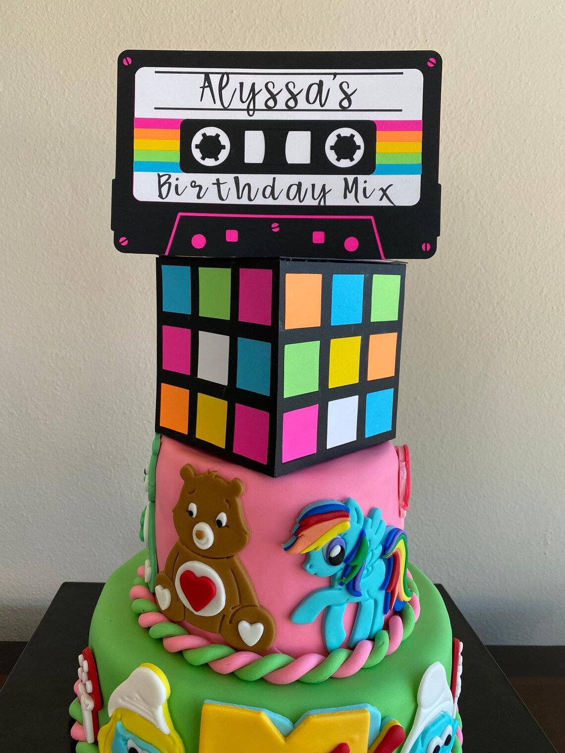 80's Birthday Mix Tape Cake Topper With Rubik's Cube Retro Paper ...
