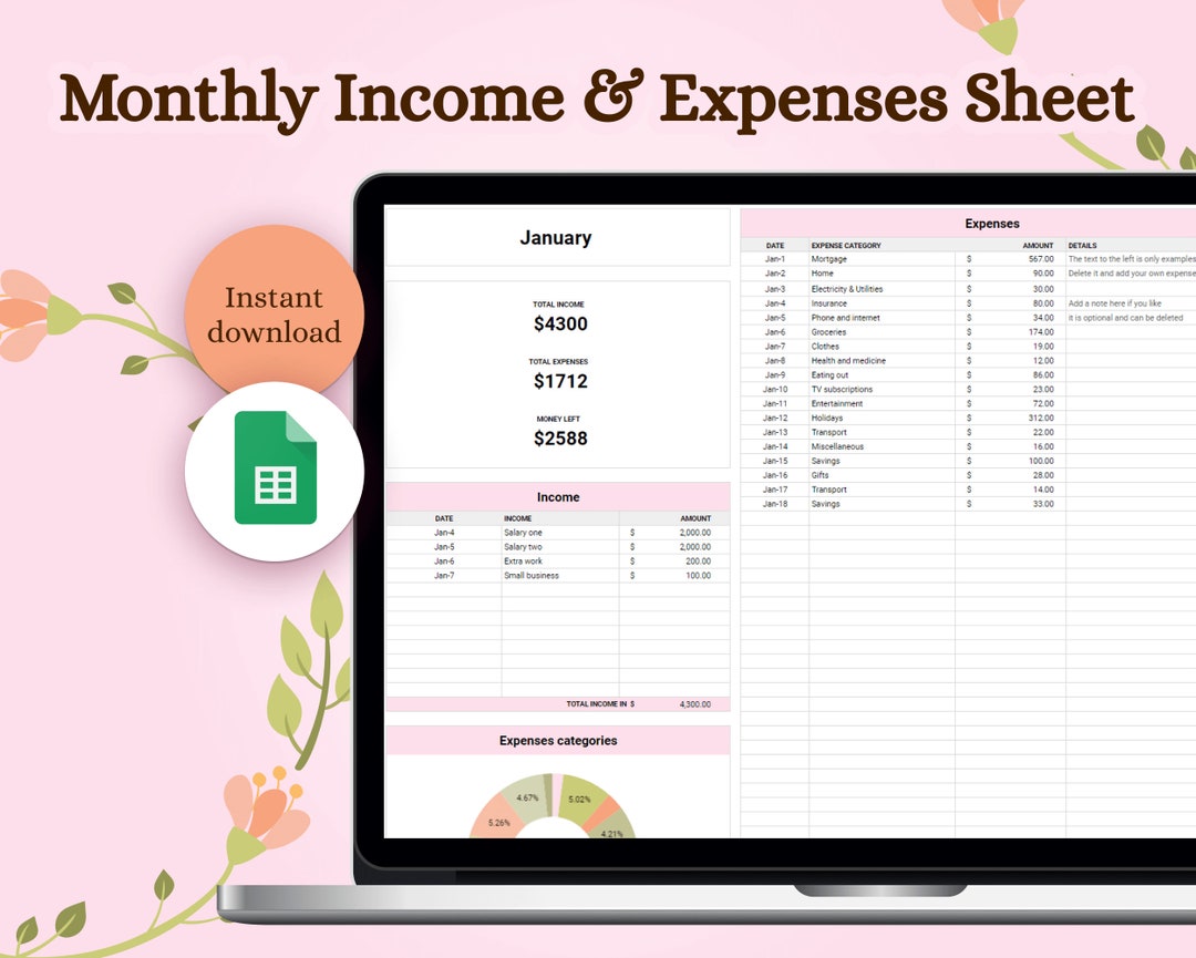 Simple Monthly Expense and Income Sheet in for You to Get an Overview ...