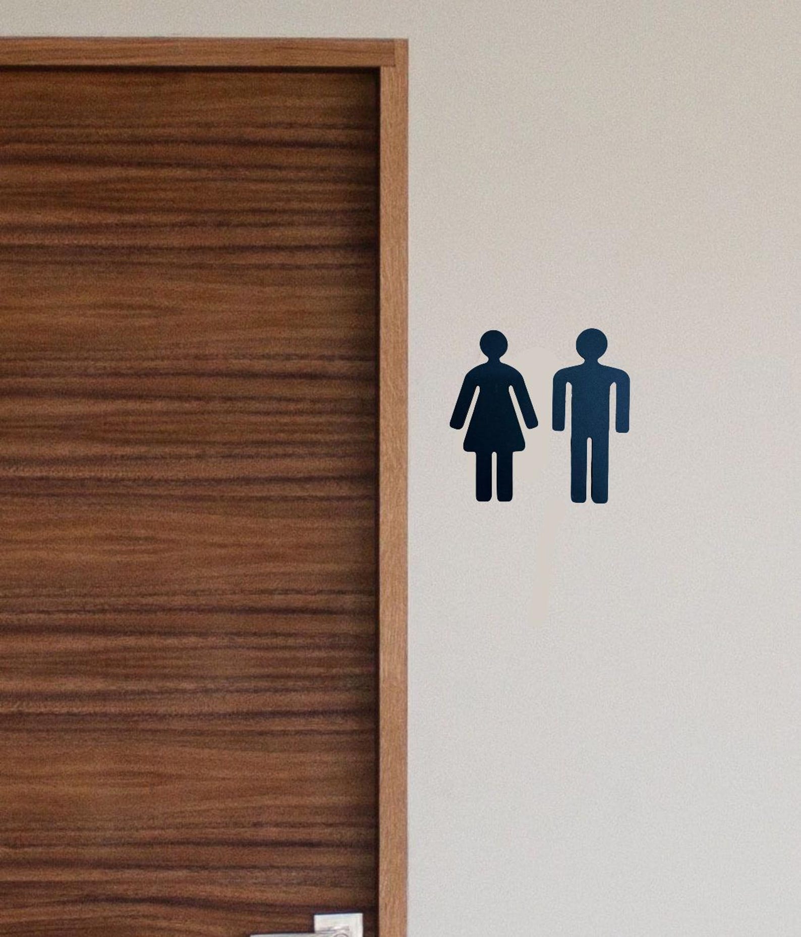 Black Wooden WC Door Sign Restroom Sign for Hotel, Office, Toilet Door ...