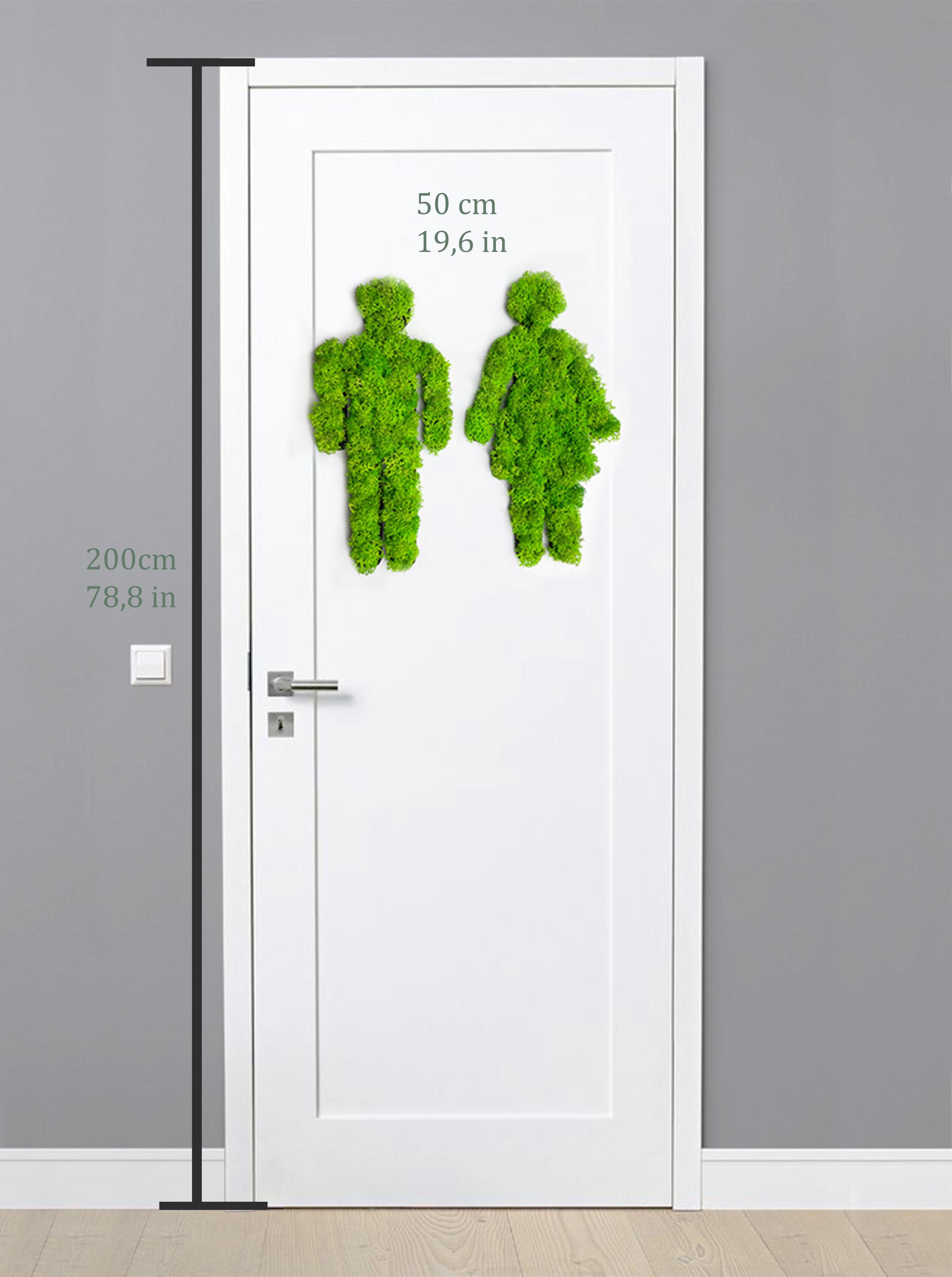 Moss Wc Sign Restroom Sign With Preserved Moss Toilet Sign Men's Room ...