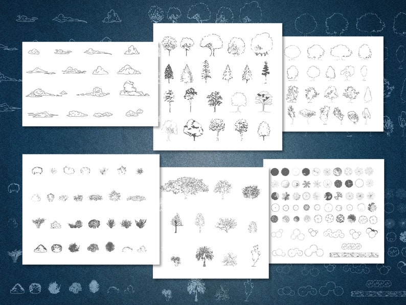 Original Autocad Dwg Blocks TREES & CLOUDS Autocad Architecture Autocad ...