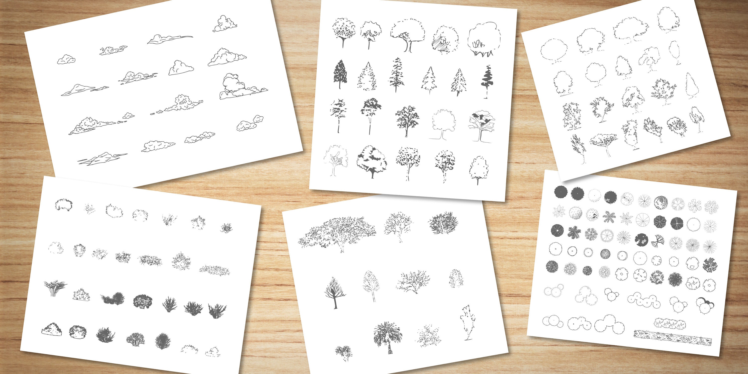 Original Autocad Dwg Blocks TREES & CLOUDS Autocad Architecture Autocad ...