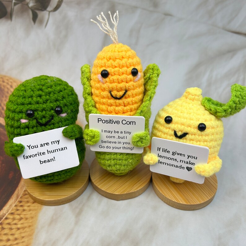 Handmade Crochet Veggie Decor–corn-carrot-bean-lemon-handmade Custom ...