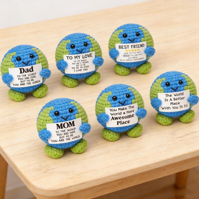 Crochet Earth Doll Set-dad/mom/friend,handmade Amigurumi Globe-earth ...