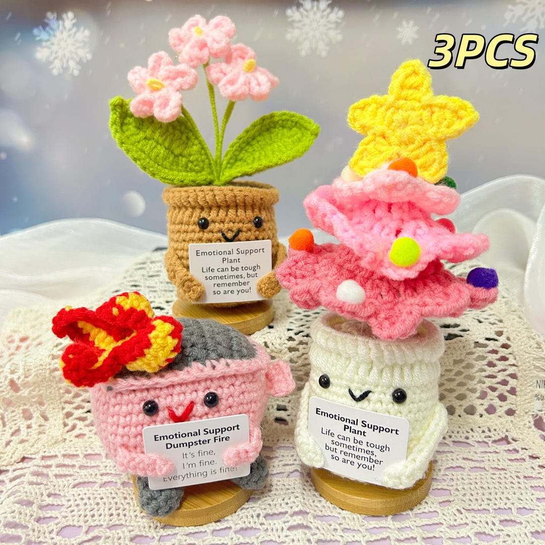 Crochet Emotional Support Mini Christmas Tree/dumpster Fire/forget-me ...