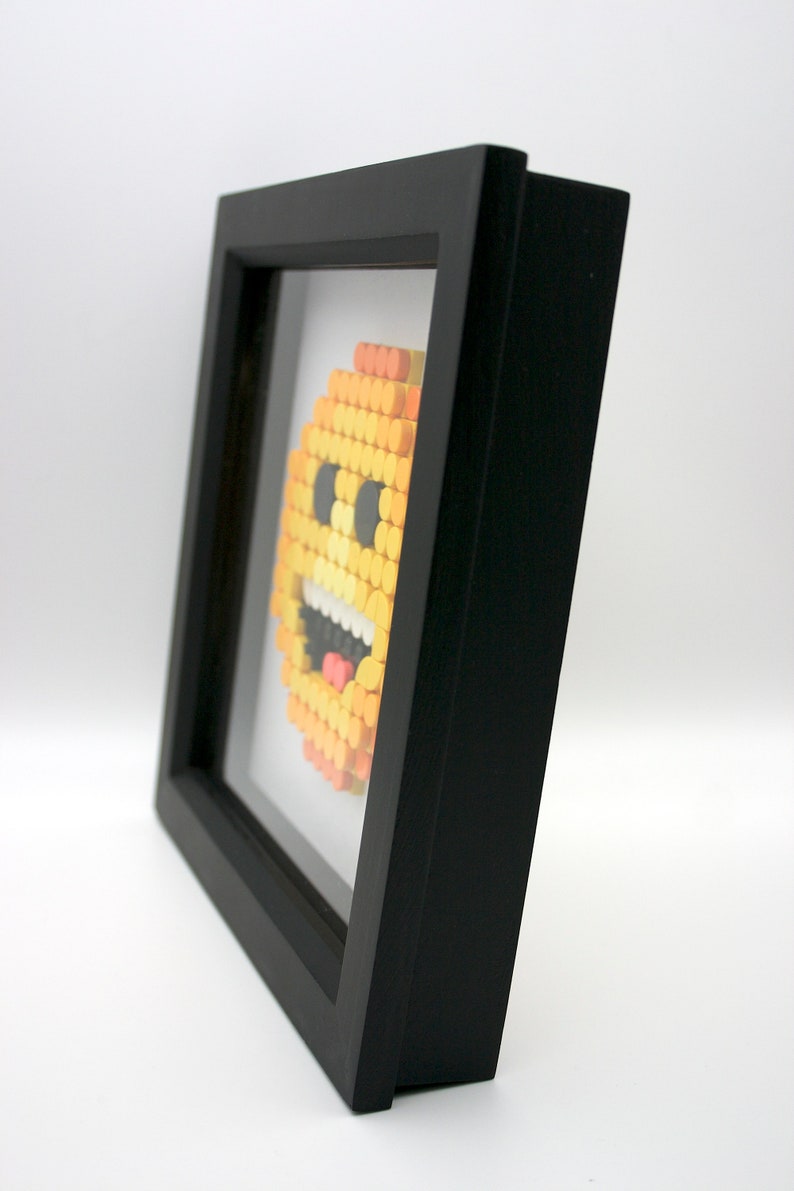 Framed Grinning Face Emoji Brick Art, Made Using Toy Bricks - Etsy