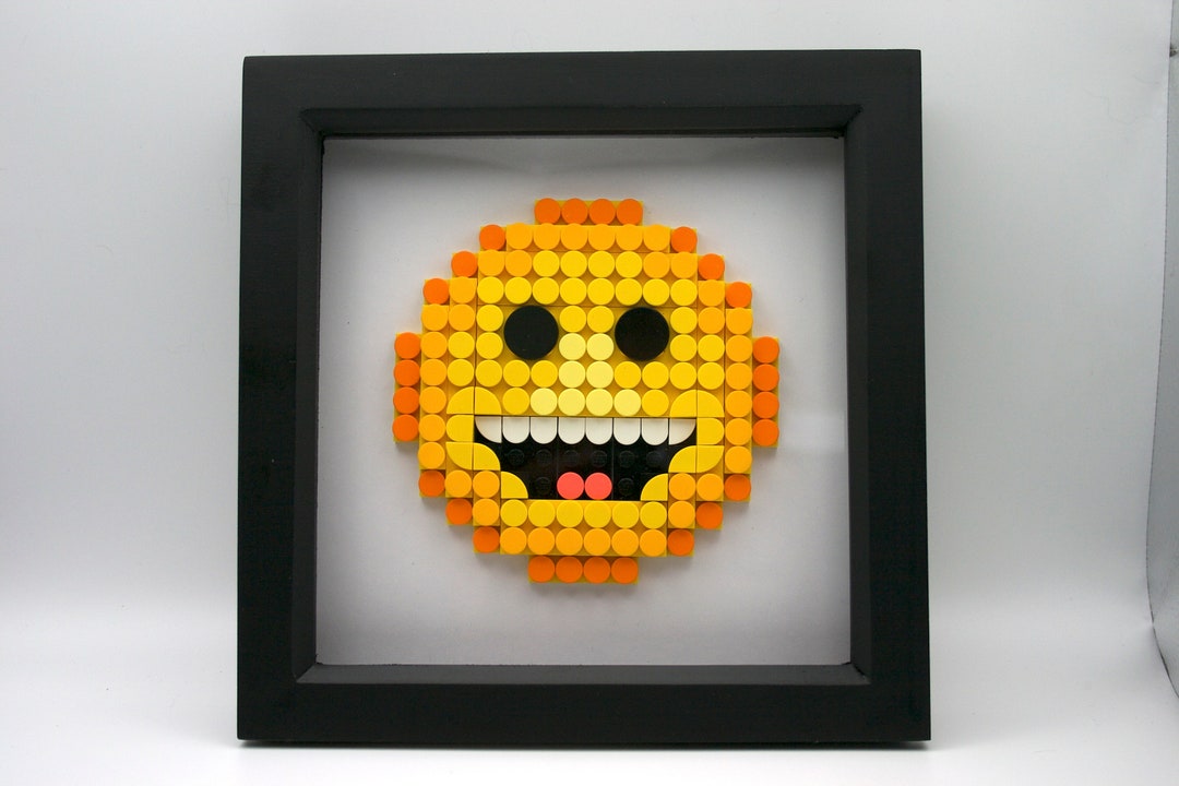 Framed Grinning Face Emoji Brick Art, Made Using Toy Bricks - Etsy UK