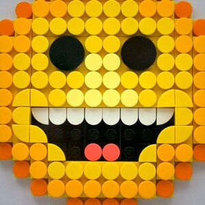 Framed Grinning Face Emoji Brick Art, Made Using Toy Bricks - Etsy