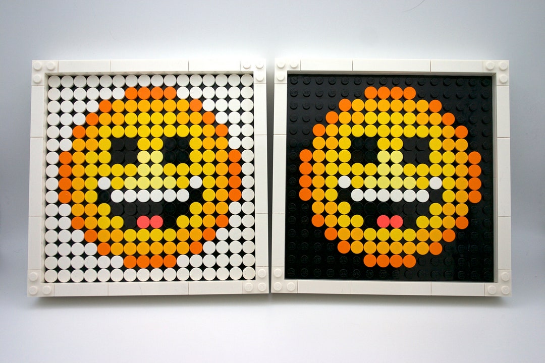 Grinning Face Emoji Brick Art, Made Using Toy Bricks; Emoji Pixel Art ...